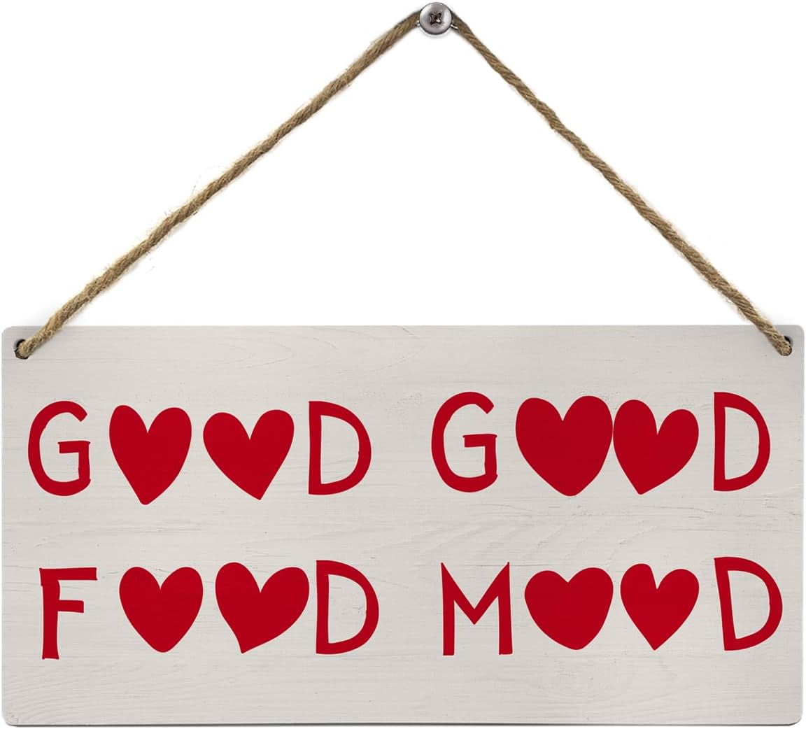 Good Food Good Mood Kitchen Signs Wall Decor,Funny Chef Quote Trendy ...