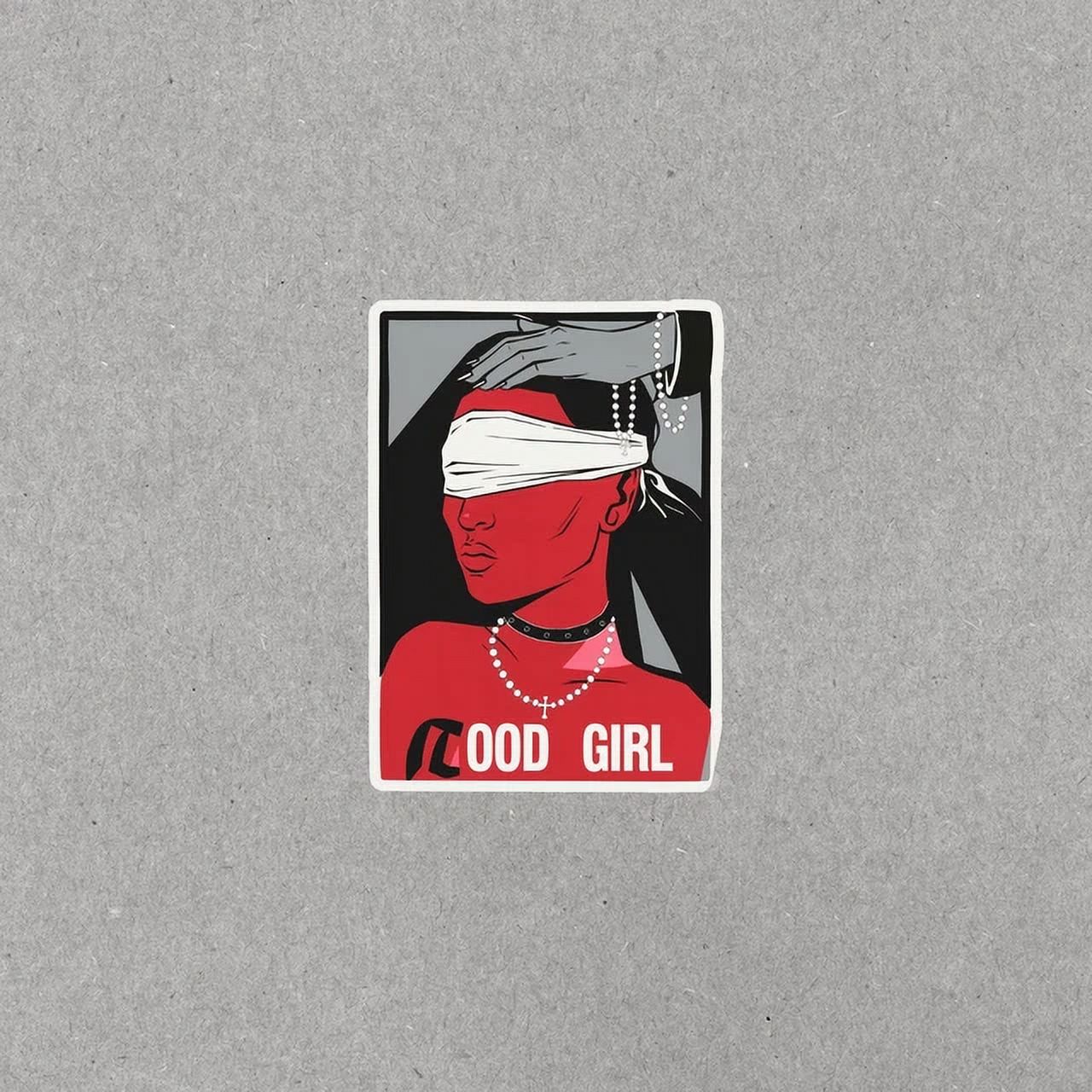 Good Girl Blindfold Red Woman Icon Vinyl Sticker Decal Feminist ...