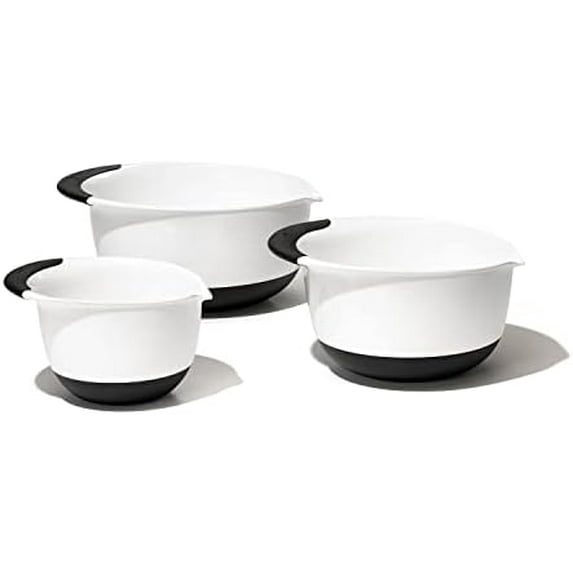 Good Grips 3- Piece Plastic Mixing Bowl Set, 2500 ml,White/Black ...