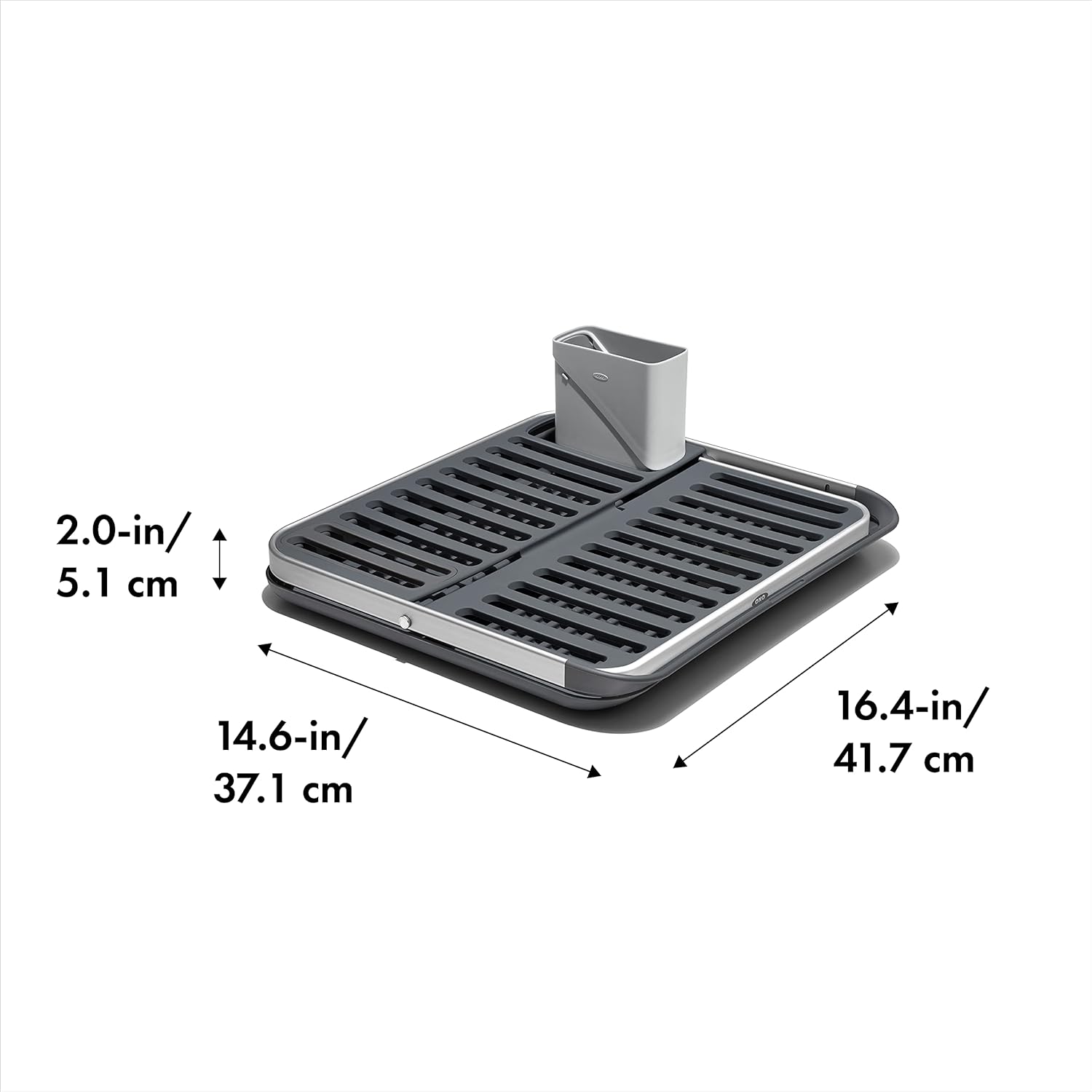 Good Grips Aluminum Fold Flat Dish Drying Rack, 2-Tier, with Drainboard ...