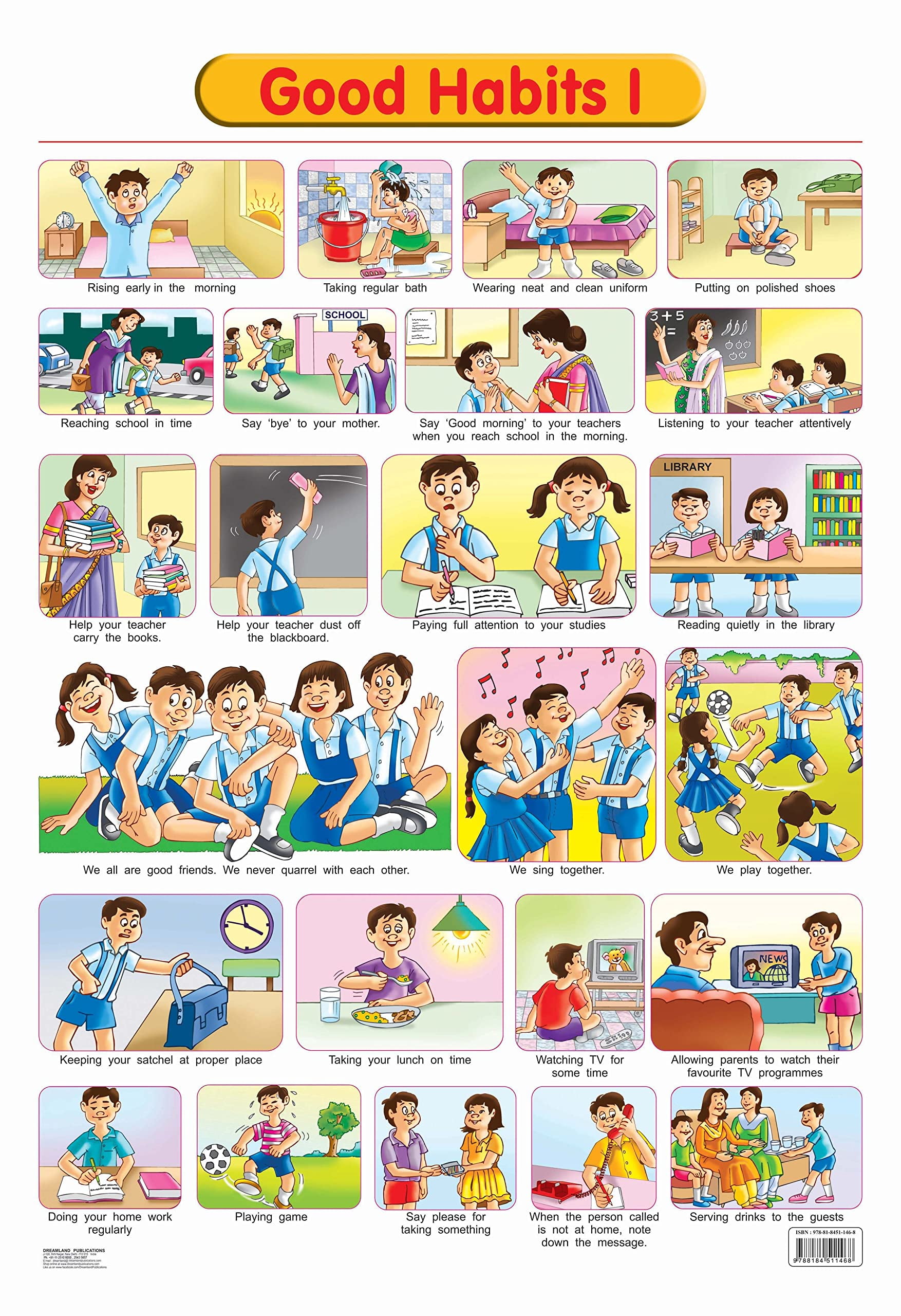 Good Habits - 1 Educational Wall Chart For Kids - Both Side Hard ...