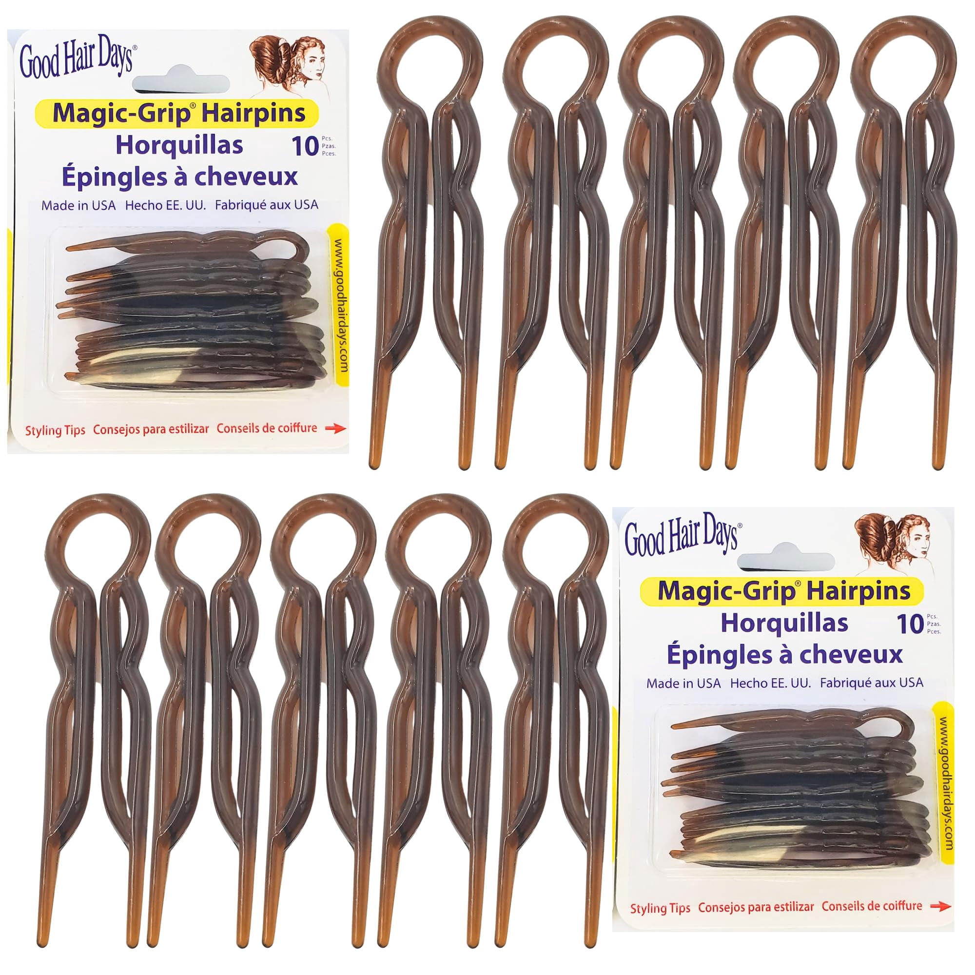Good Hair Days Hair OKA4 Pins - Plastic, U-shaped Magic Grip Hairpins ...