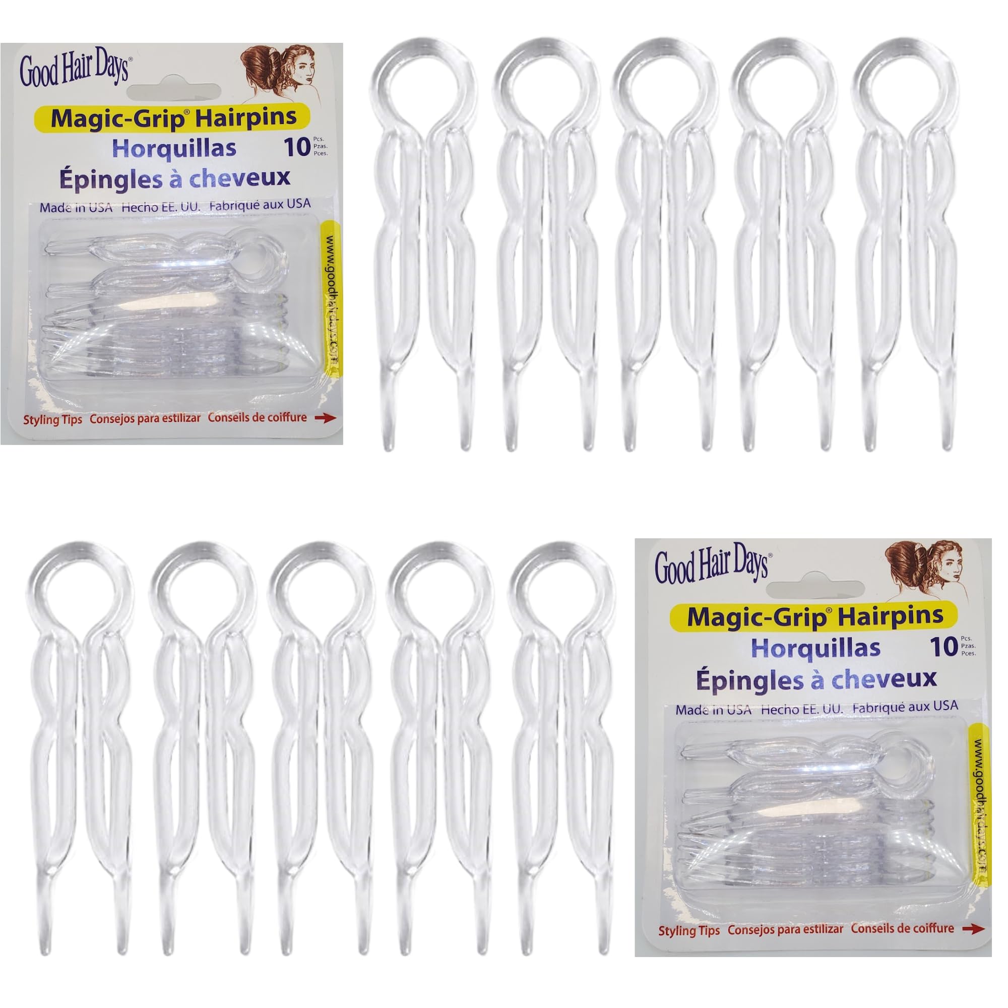 Good Hair Days Hair Pins - Plastic, U-shaped Magic Grip Hairpins ...