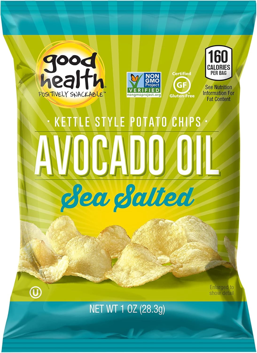 Good Health Kettle Style Potato Chips, Avocado Oil, Sea Salt, 1 oz bag ...