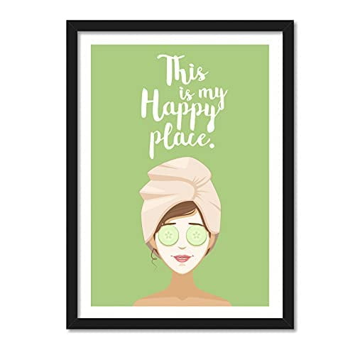 Good Hope Spa Happy Place Quote Framed Poster For Room Parlour Bathroom ...