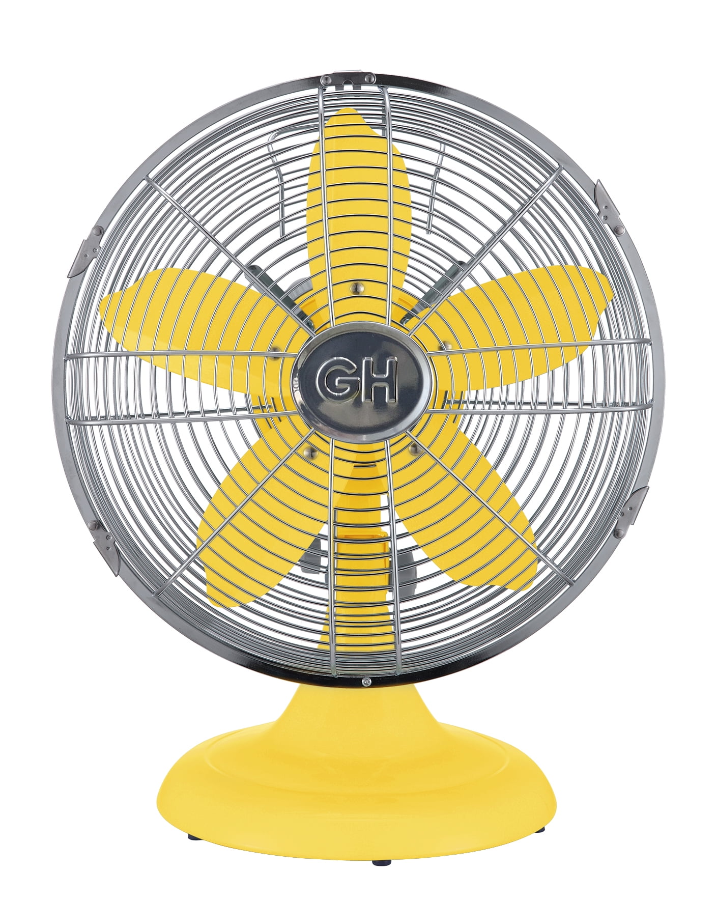 Good Housekeeping Oscillating Desk Fan, 3-Speed, Silver/Yellow (92609 ...
