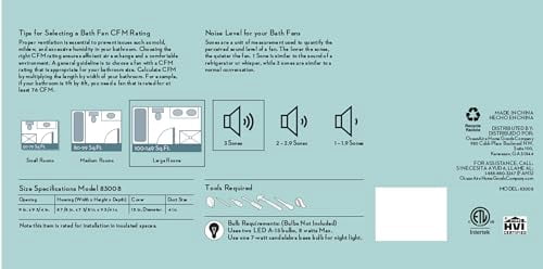 Good Housekeeping Roman (83008) Decorative 110 CFM 3.0 Sones Bathroom ...