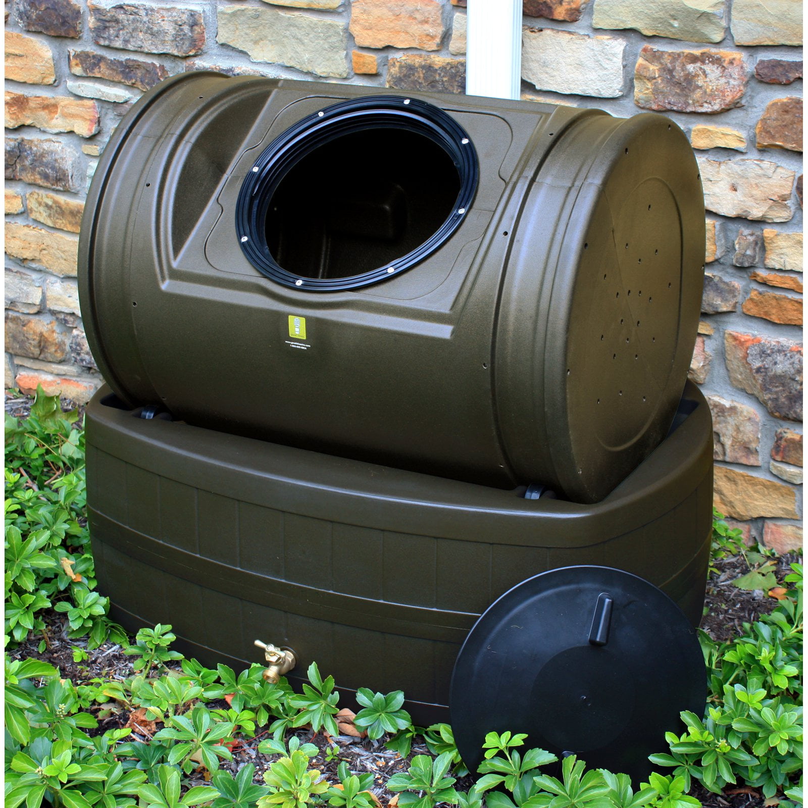 Good Ideas Compost Wizard Hybrid Composter and Rain Barrel - Oak ...