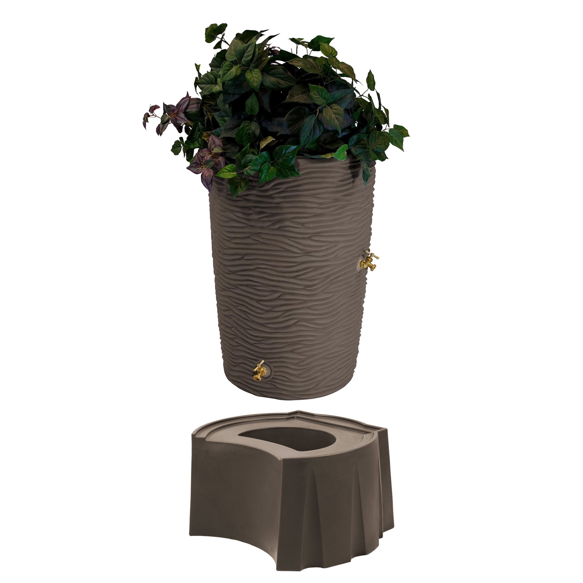 Good Ideas Impressions 50 Gallon Palm Trunk Barrel & Universal Rain ...