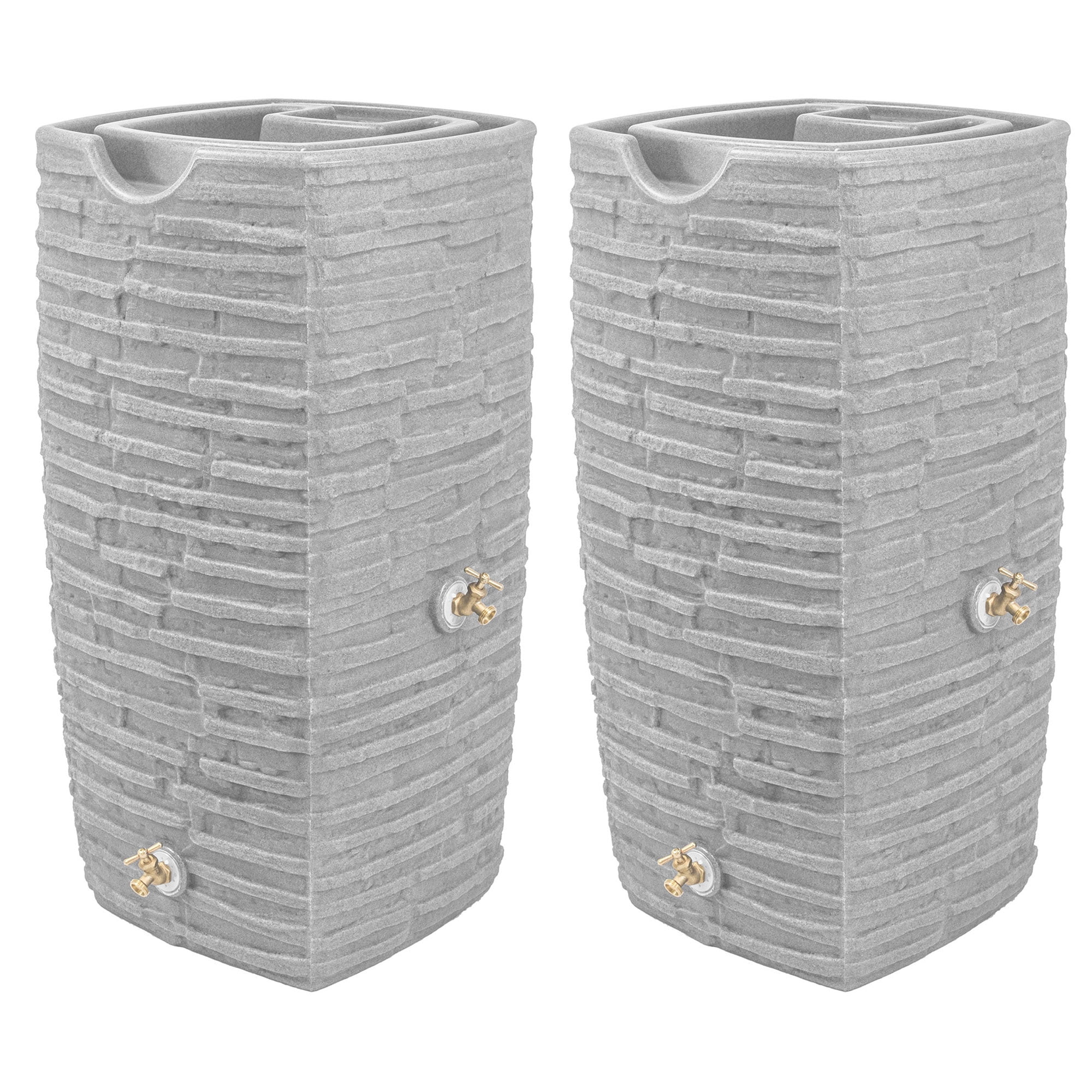 Good Ideas Impressions Riverwalk 50 Gal Rain Saver, Light Granite (2 ...