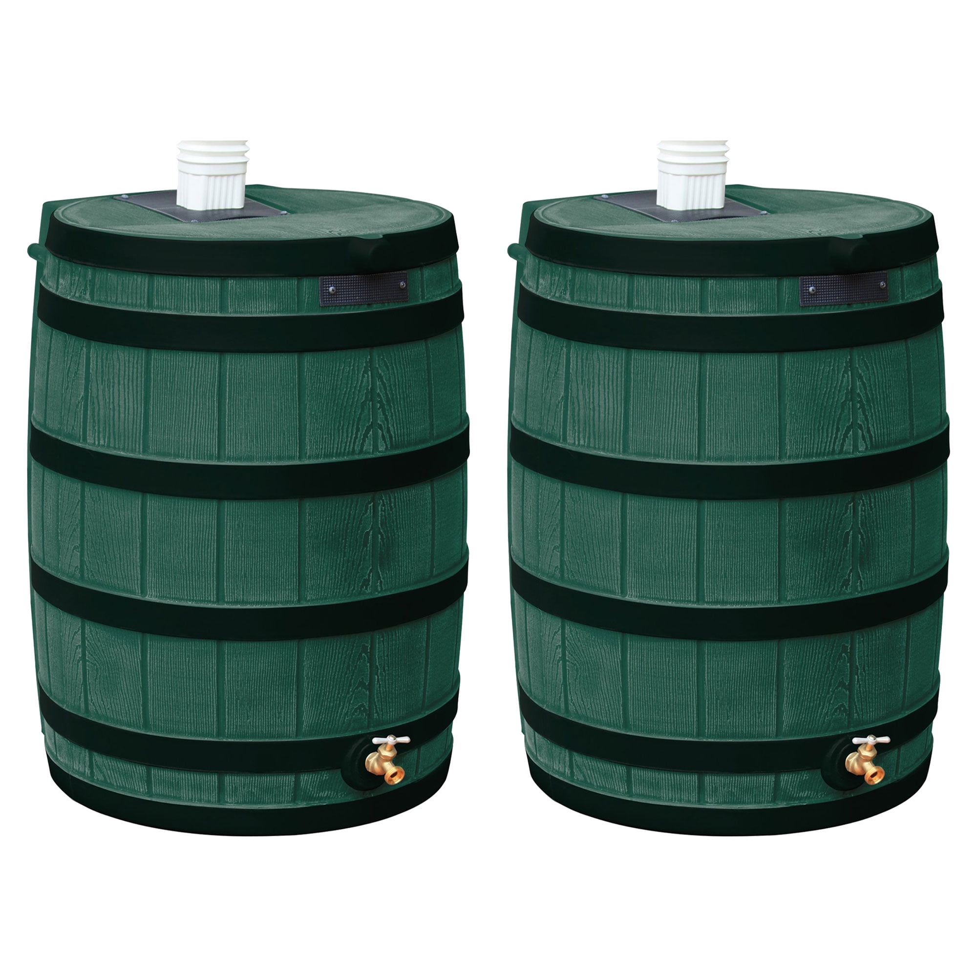 Good Ideas Rain Wizard 50 Gallon Rain Storage Rain Barrel, Green, (2 ...