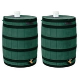 Good Ideas Rain Wizard 50 Gallon Rain Storage Rain Barrel, Green, (2 ...