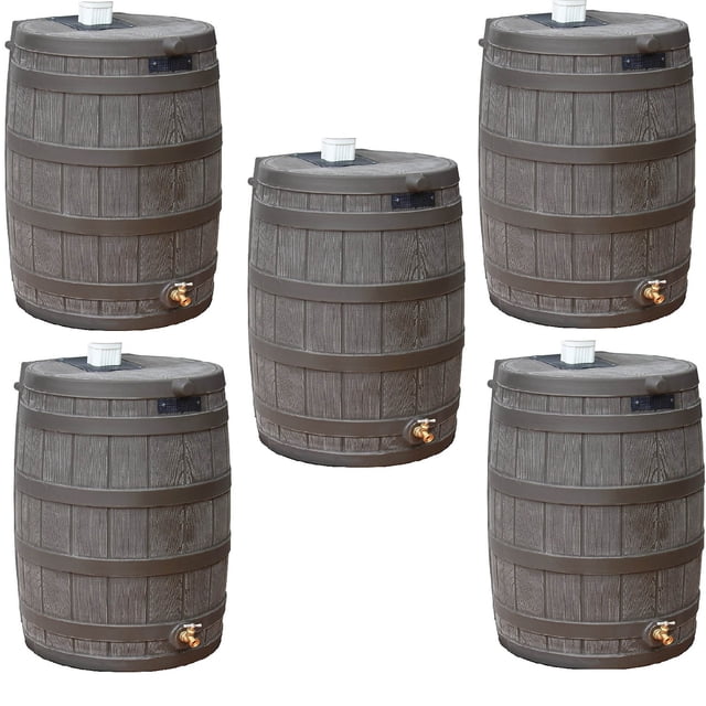 Good Ideas Rain Wizard 50 gal Plastic Rain Barrel w/ Brass Spigot (5 ...
