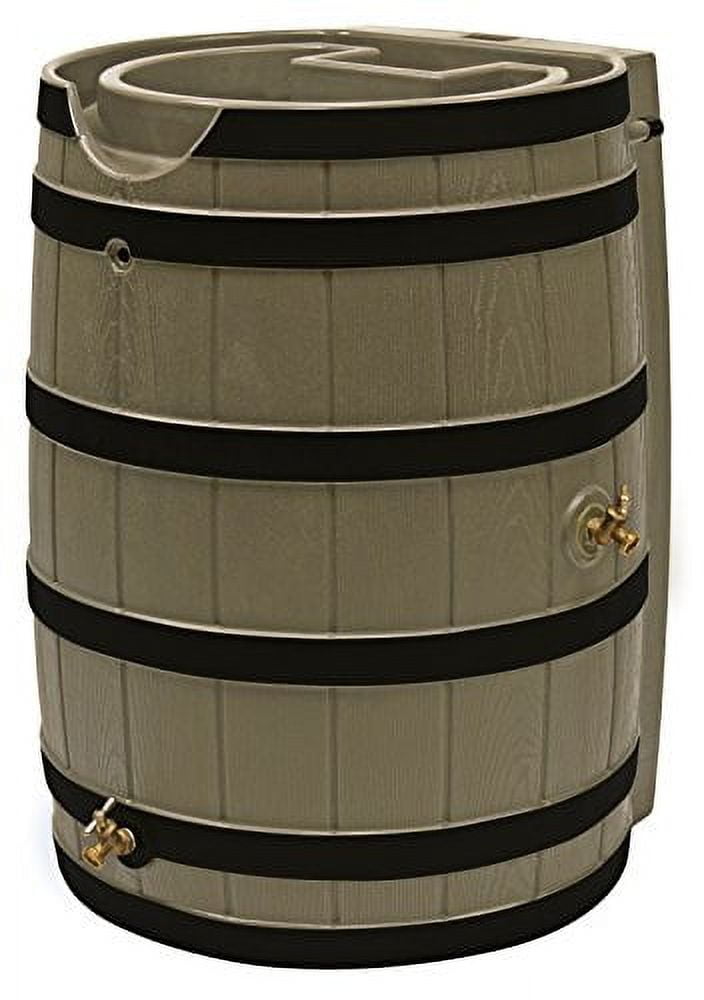 Good Ideas Rain Wizard 65 Gallon Rain Barrel with Darkened Ribs - Khaki ...