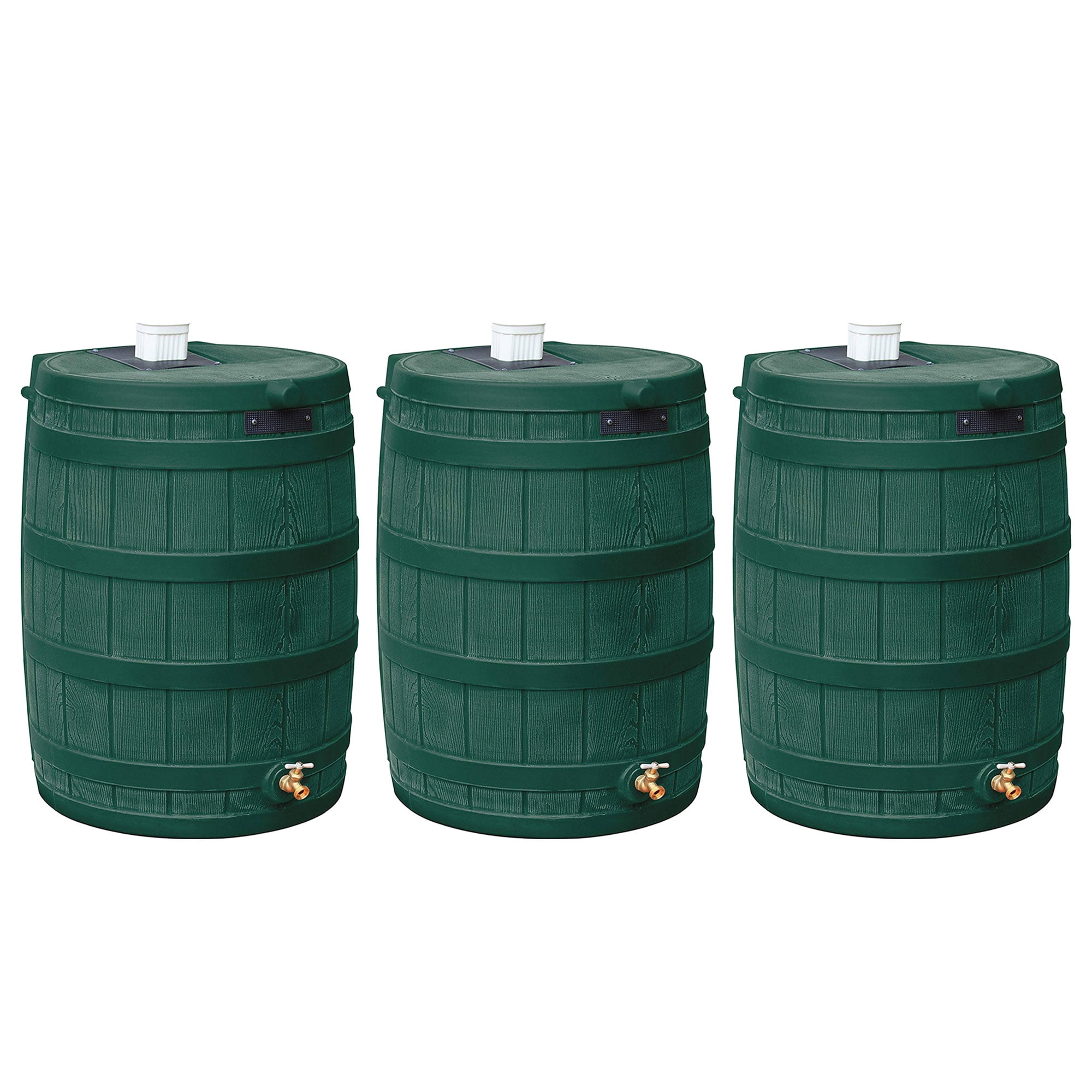 Good Ideas Rain Wizard Rain Storage Rain Barrel 50 Gallon, Green, (3 ...