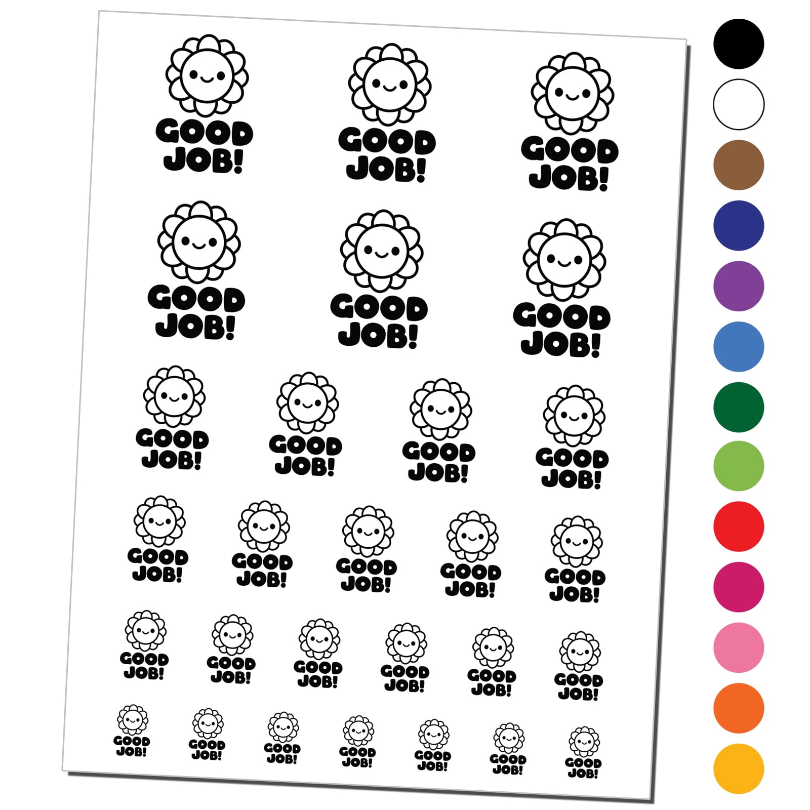 Good Job Happy Flower Teacher Student Water Resistant Temporary Tattoo ...