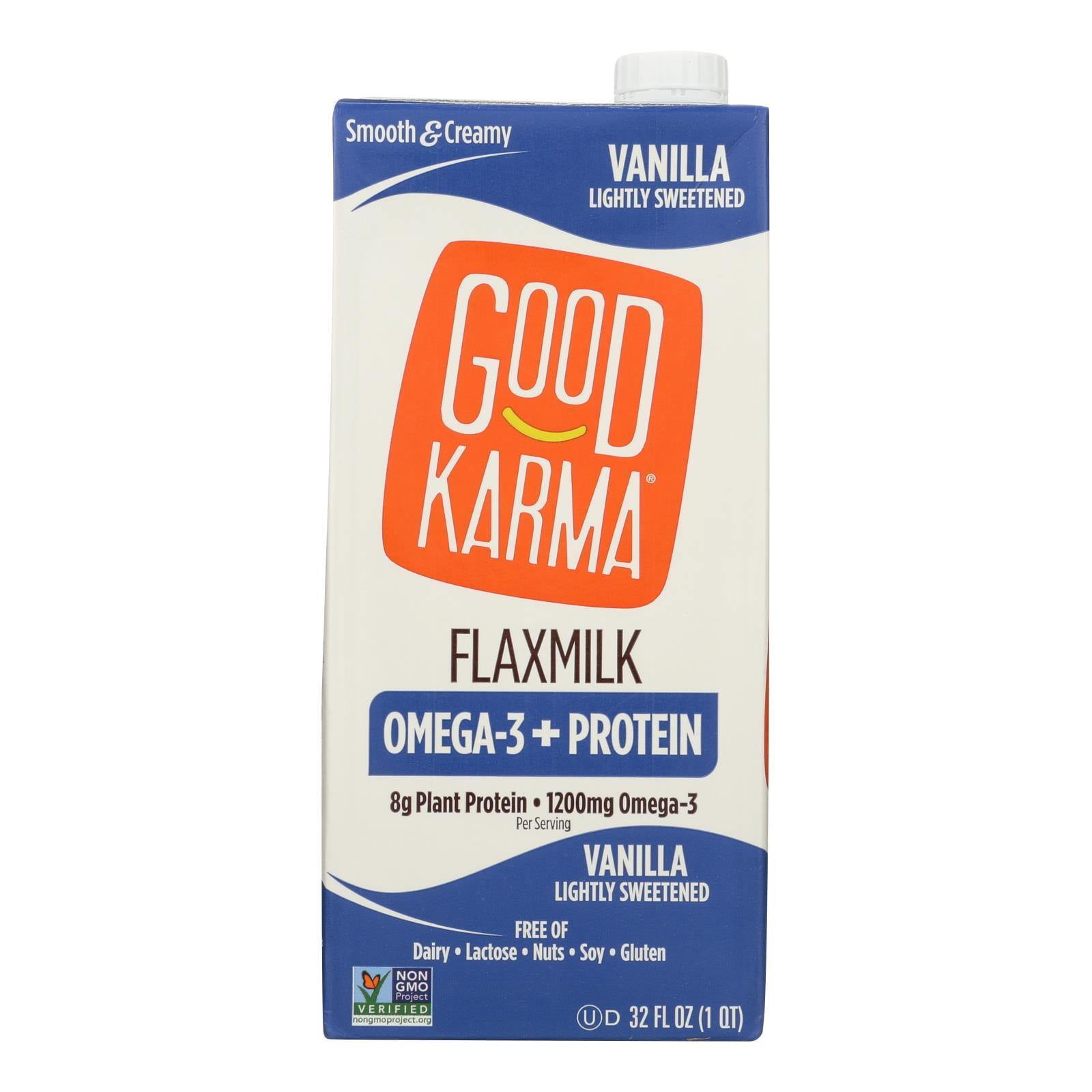 Good Karma Flax Milk - Protein - Vanilla - Case of 6 - 32 fl oz ...