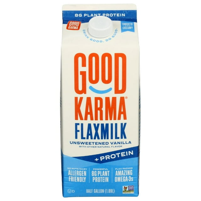 Good Karma Foods Protein Vanilla Unsweetened Flaxmilk, 64 Fluid Ounce ...