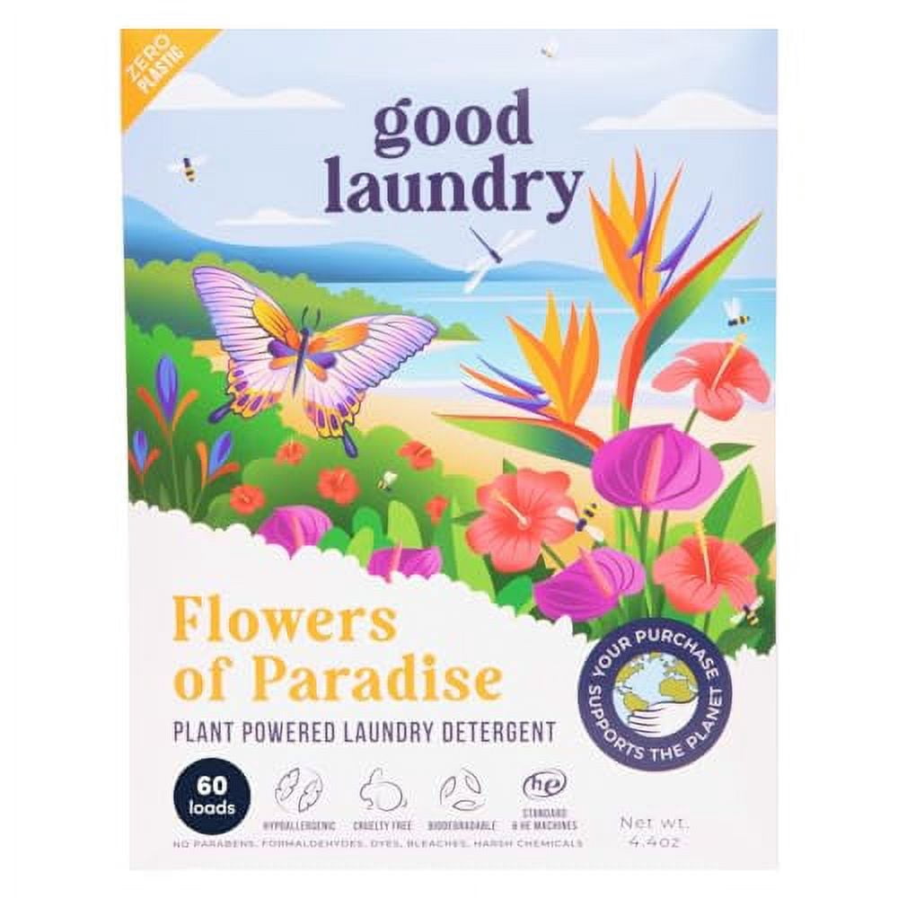 Good Laundry Detergent Sheets - Flowers of Paradise Scented (60 Loads ...