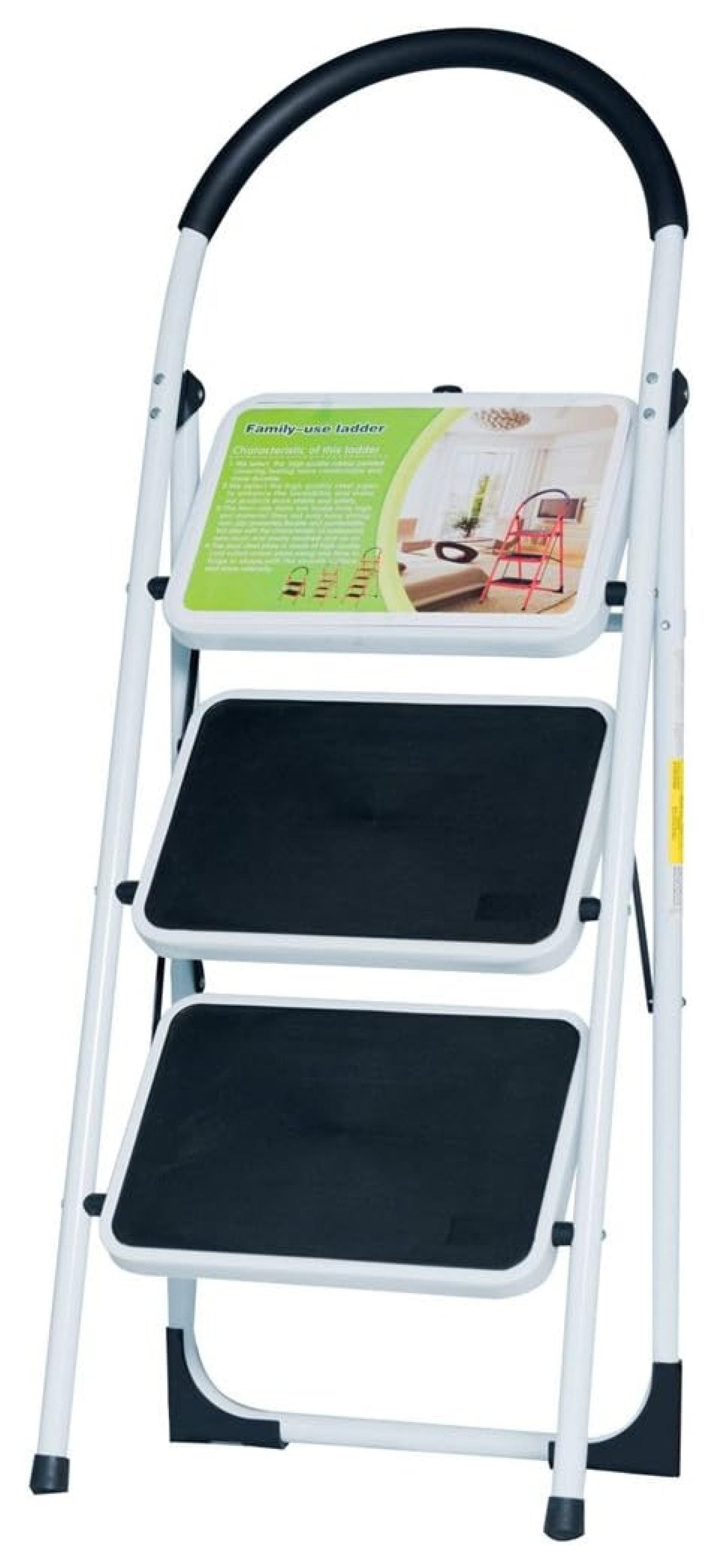 Good Life EN131 Folding 3 Step Ladder Home Depot Steel, Lightweight 300 ...