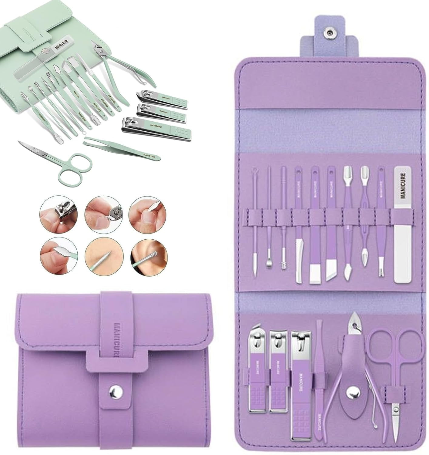 Good-Looking Foldable Stainless Steel Nail Clipper Set, 16PCS Beente ...
