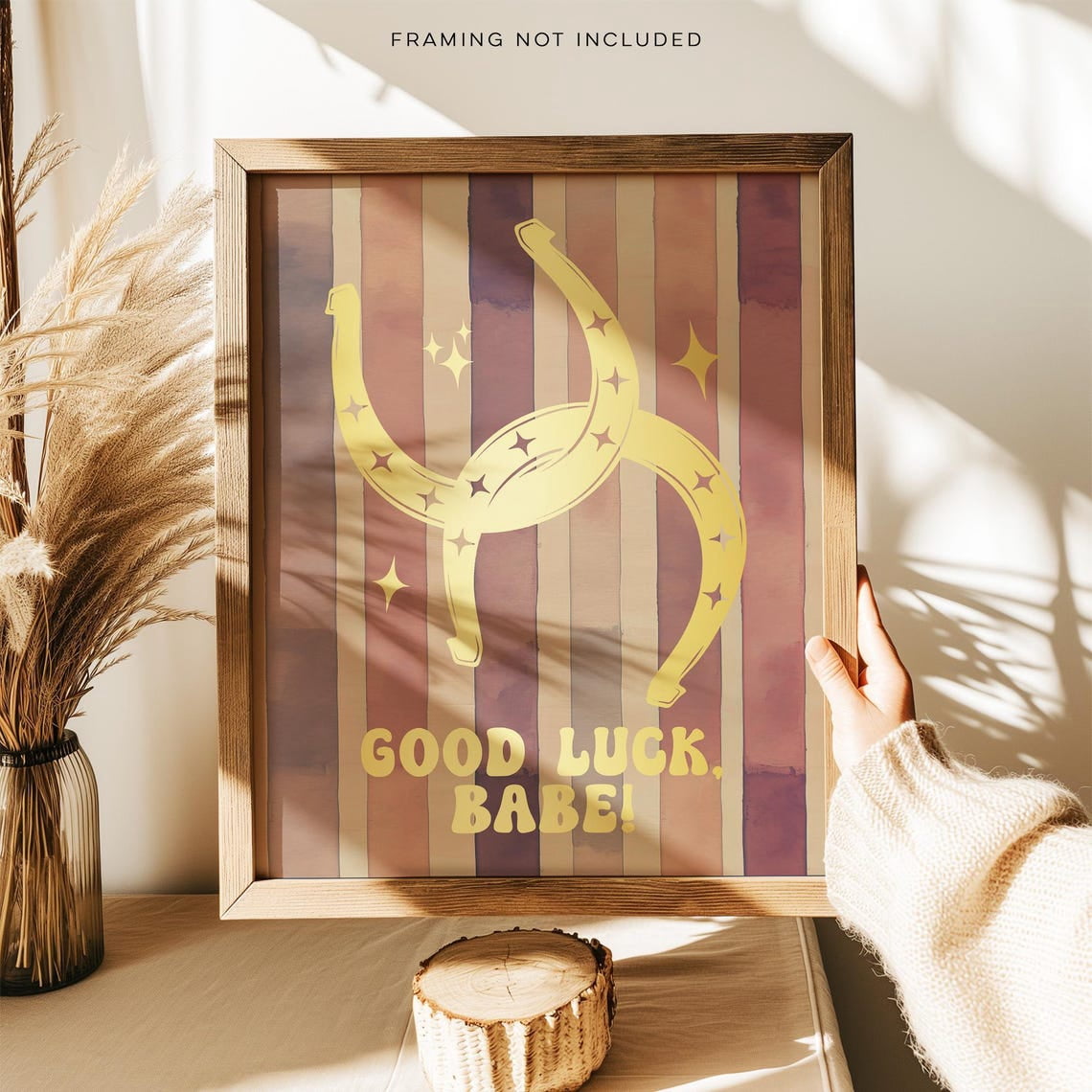 Good Luck Babe, Gold Foil Print, Horseshoe Wall Art, Retro Cowgirl Art ...