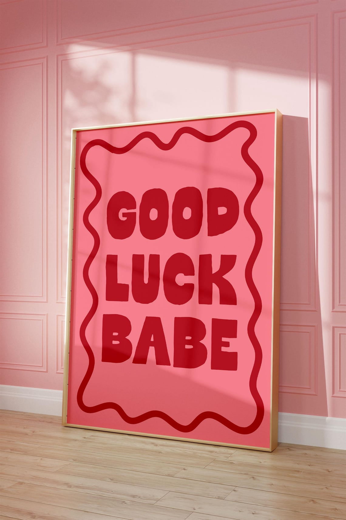 Good Luck Babe Poster, Pink And Red Home Decor Poster, Living Room Wall ...