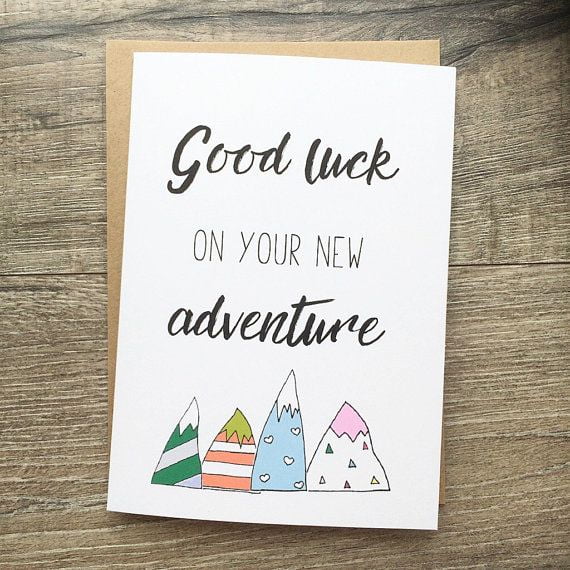 Good Luck Card for New Adventures – Inspirational Design with Mountains ...