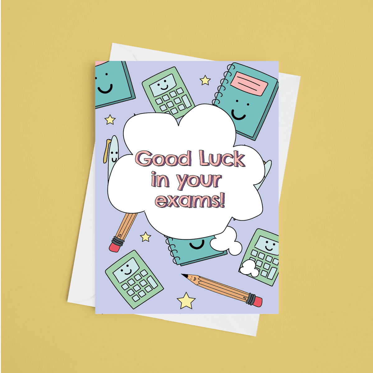 Good Luck in Your Exams Card – Cheerful School Supplies Design ...