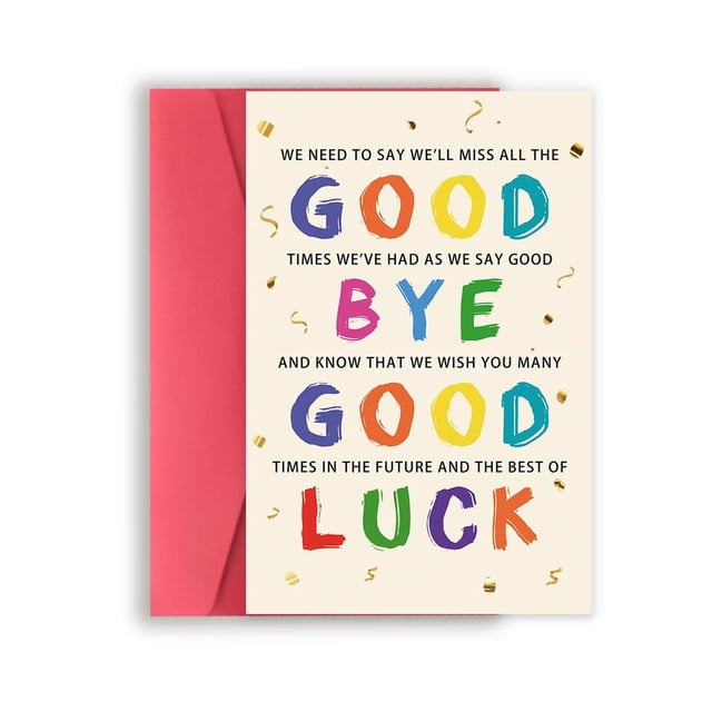 Good Luck Farewell Card - Vibrant "Goodbye Good Luck" Design with ...