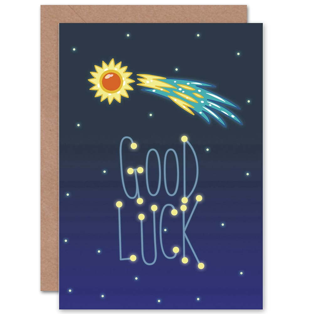Good Luck Lucky Star Comet Greetings Card Plus Envelope Blank inside ...