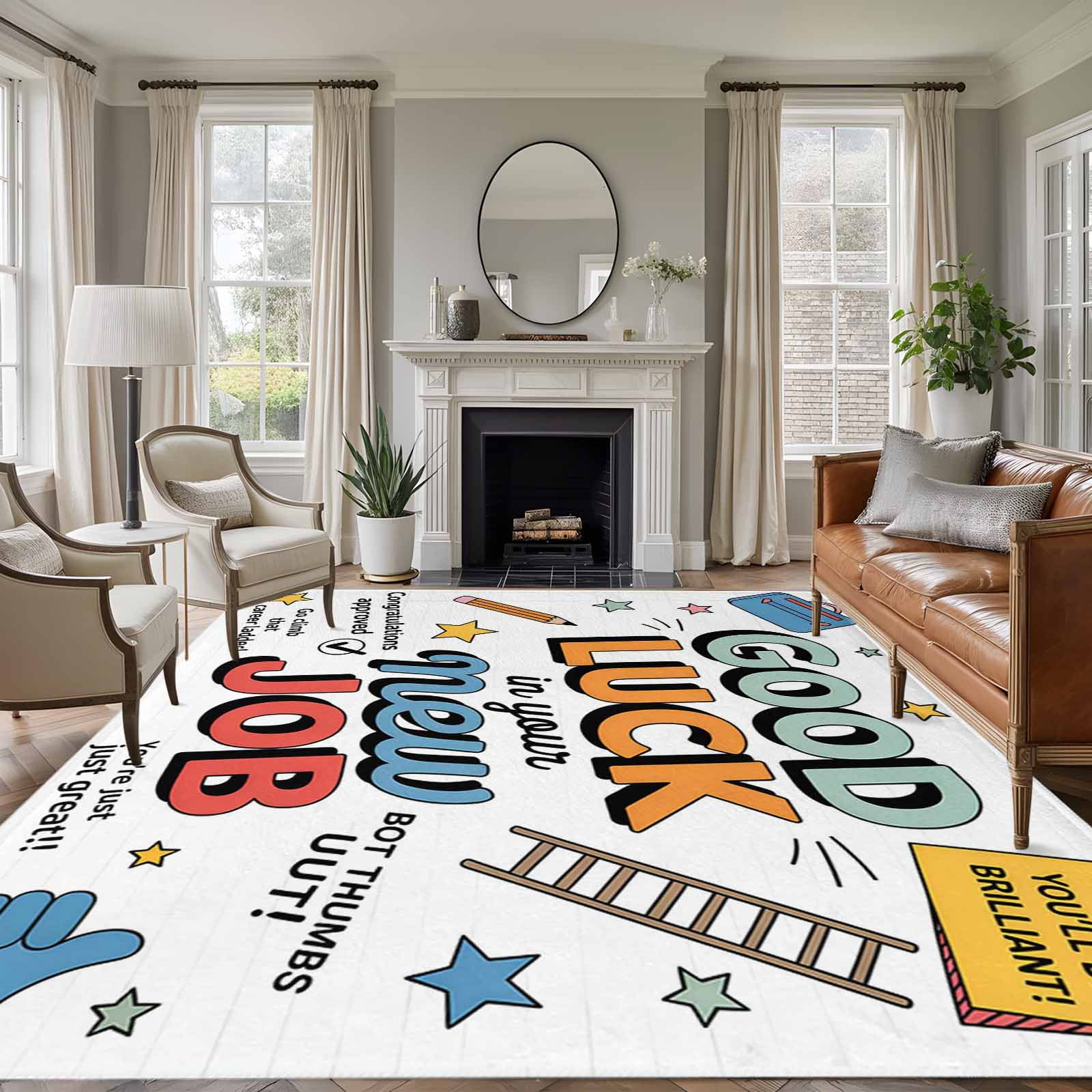 Good Luck New Job 5x7 Rug for Living Room Sofa and Coffee Table Layout ...