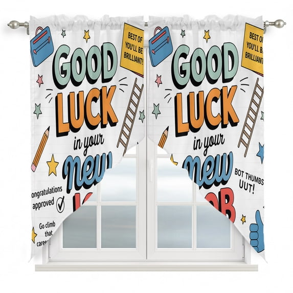 Good Luck New Job Swag Curtain Valance for Window 2 Panels Notebook ...