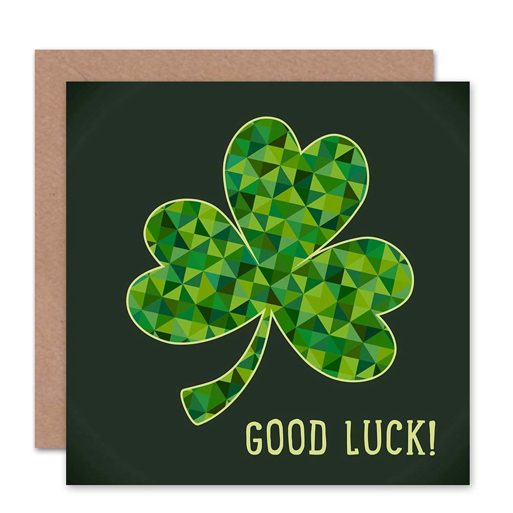 Good Luck St Patricks Lucky Clover Birthday Greetings Card Plus ...