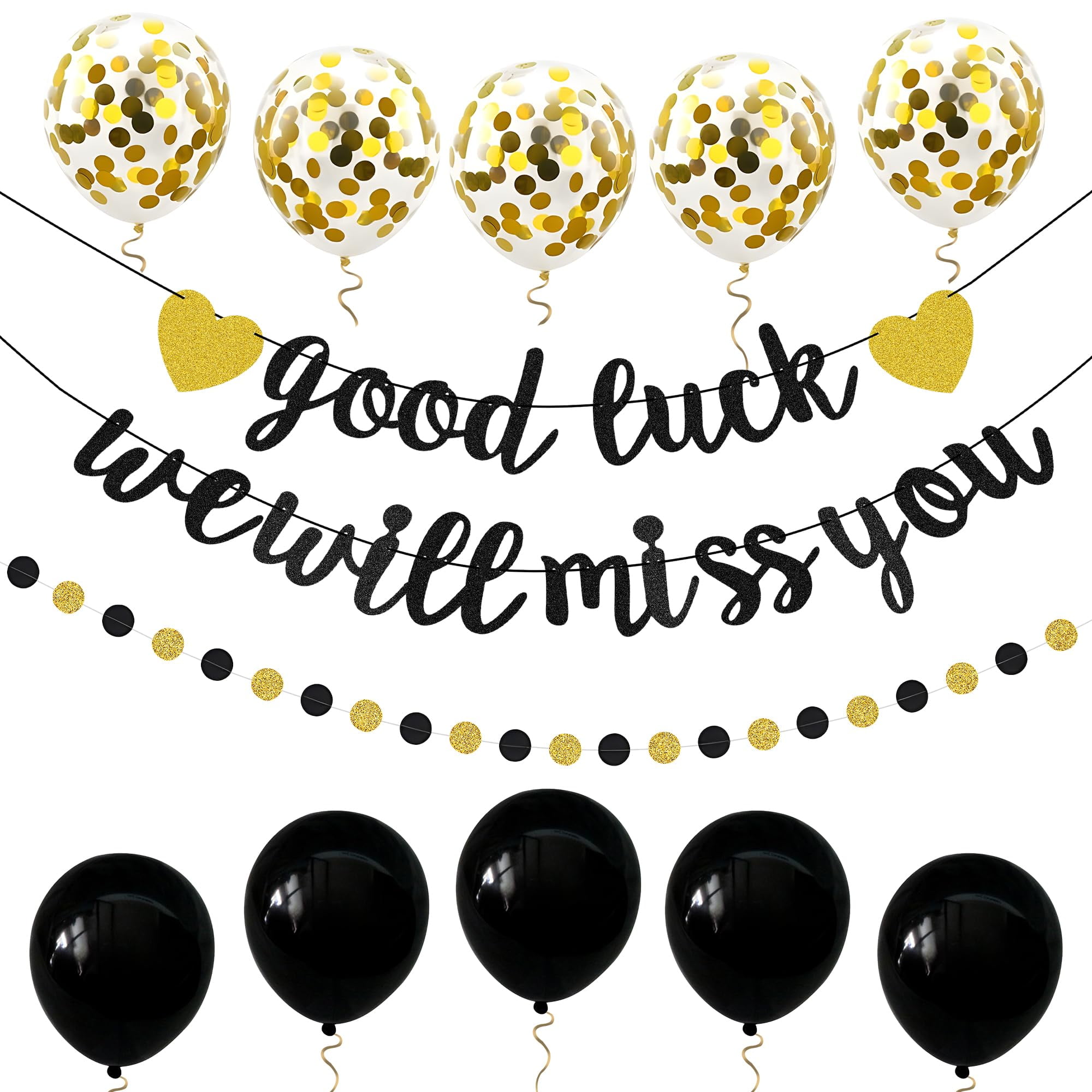 Good Luck We Will Miss You BSL1 Banner Glitter Banner Balloon Garland ...