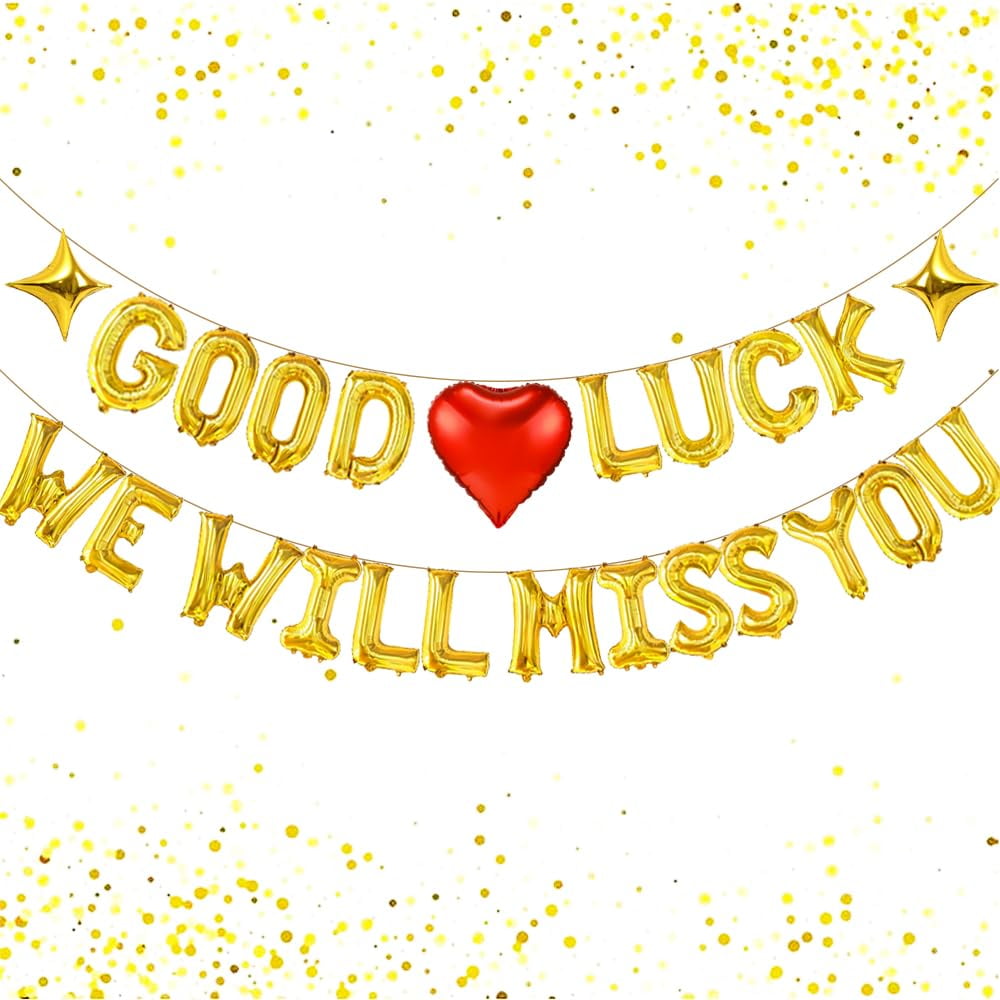 Good Luck We Will Miss You Gold Letter Large 16 Inch Aluminum Balloons ...