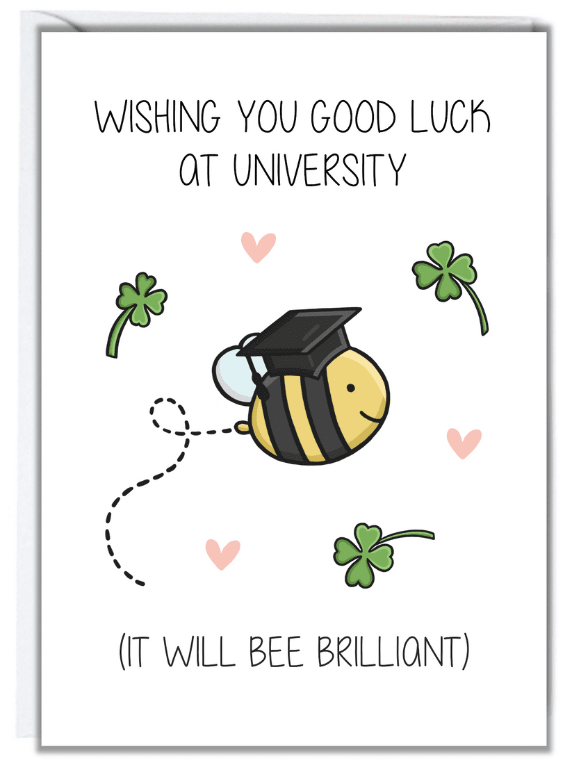 Good Luck at University Card – Cute Bee Graduation Design – Blank ...