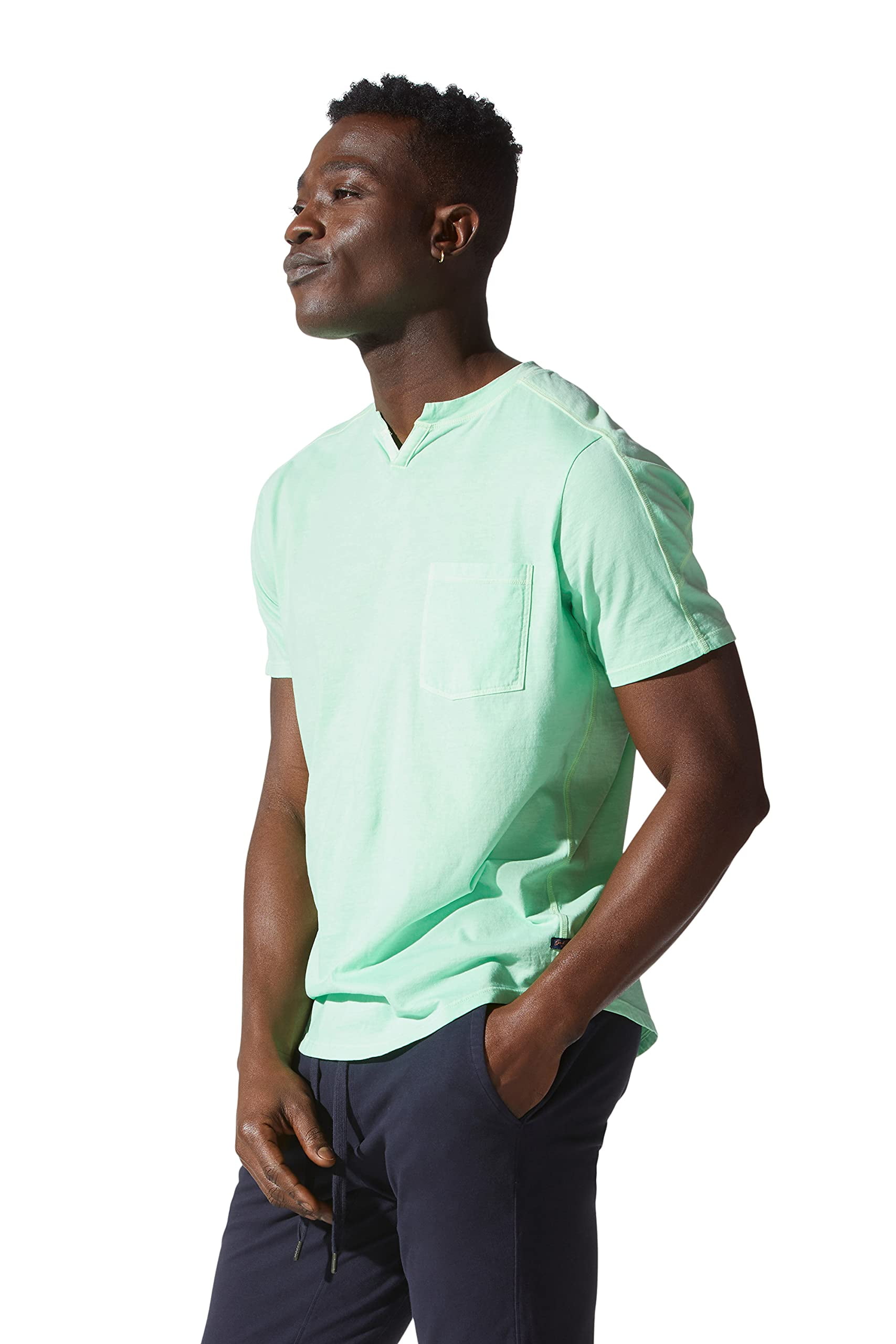 Good Man Brand Premium Cotton Jersey V-Notch Neck Crew Shirt (Midori, X ...