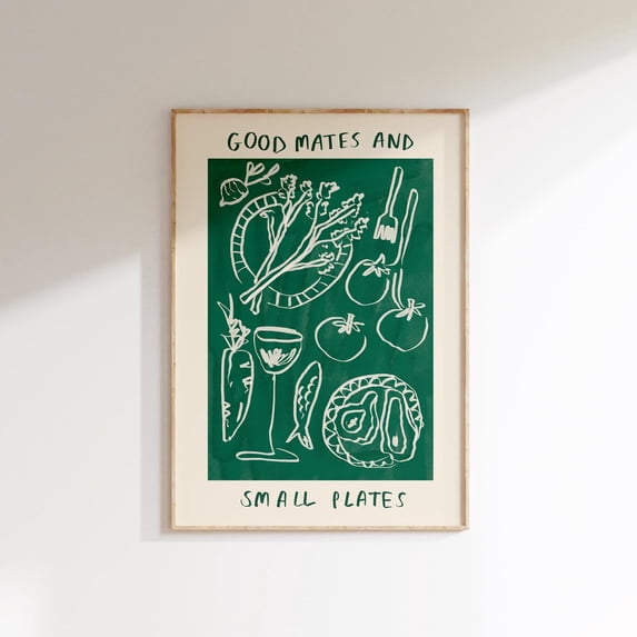 Good Mates And Small Plates Wall Print Tapas Food And Drink Poster ...