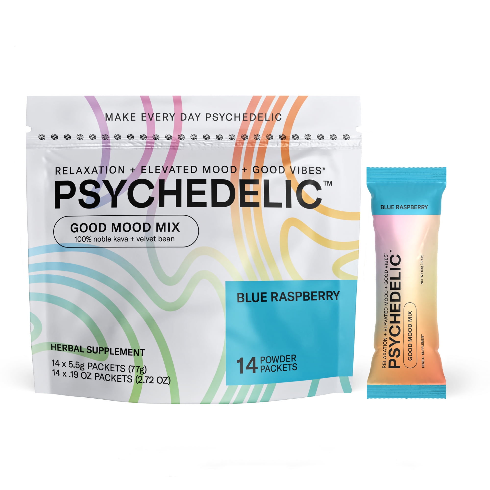 Psychedelic Water, Good Mood Mix Powder Packets, Blue Raspberry Flavor ...