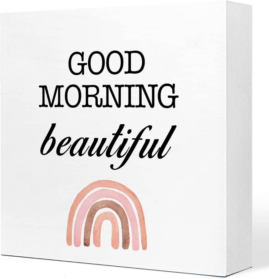 Good Morning Beautiful Boho Rainbow Wooden Sign Desk Decor ...