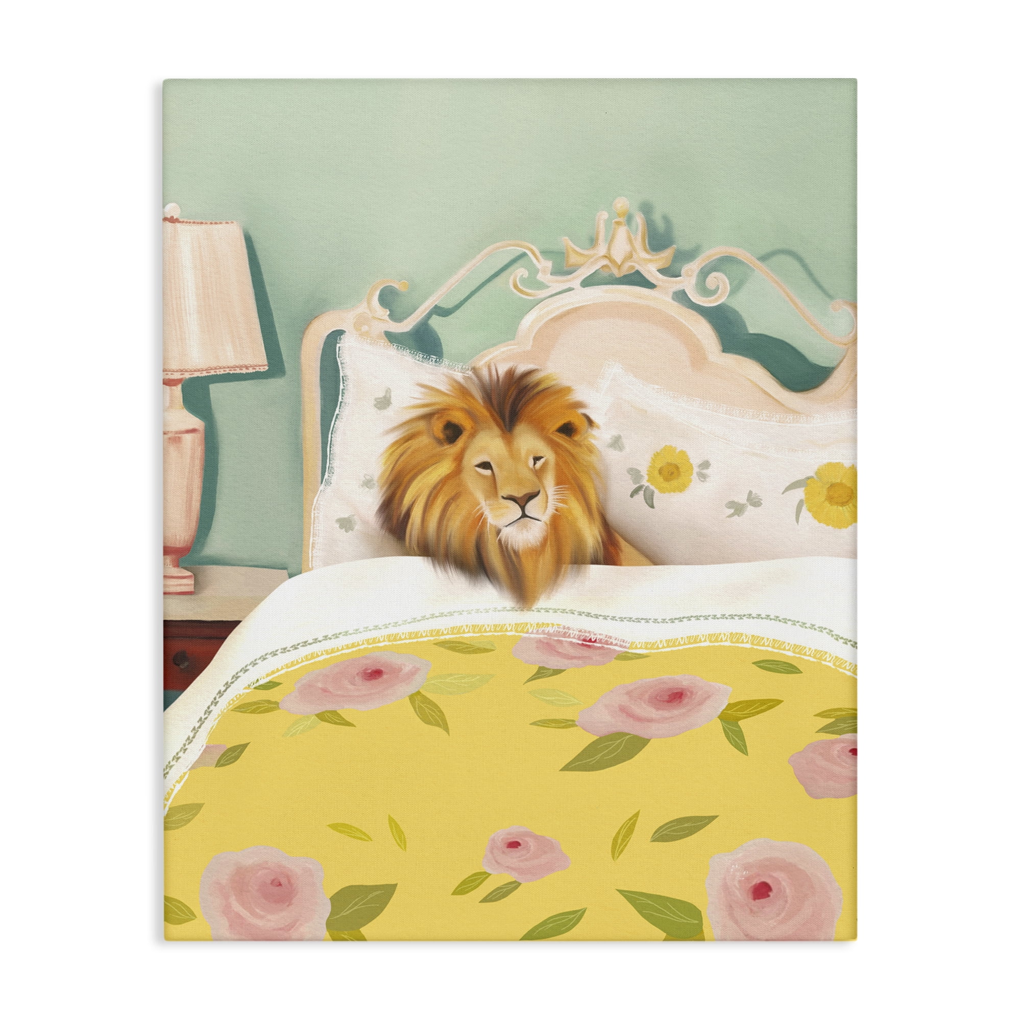 Good Morning Lion in Bed Canvas Wall Art, design by Leah Straatsma ...