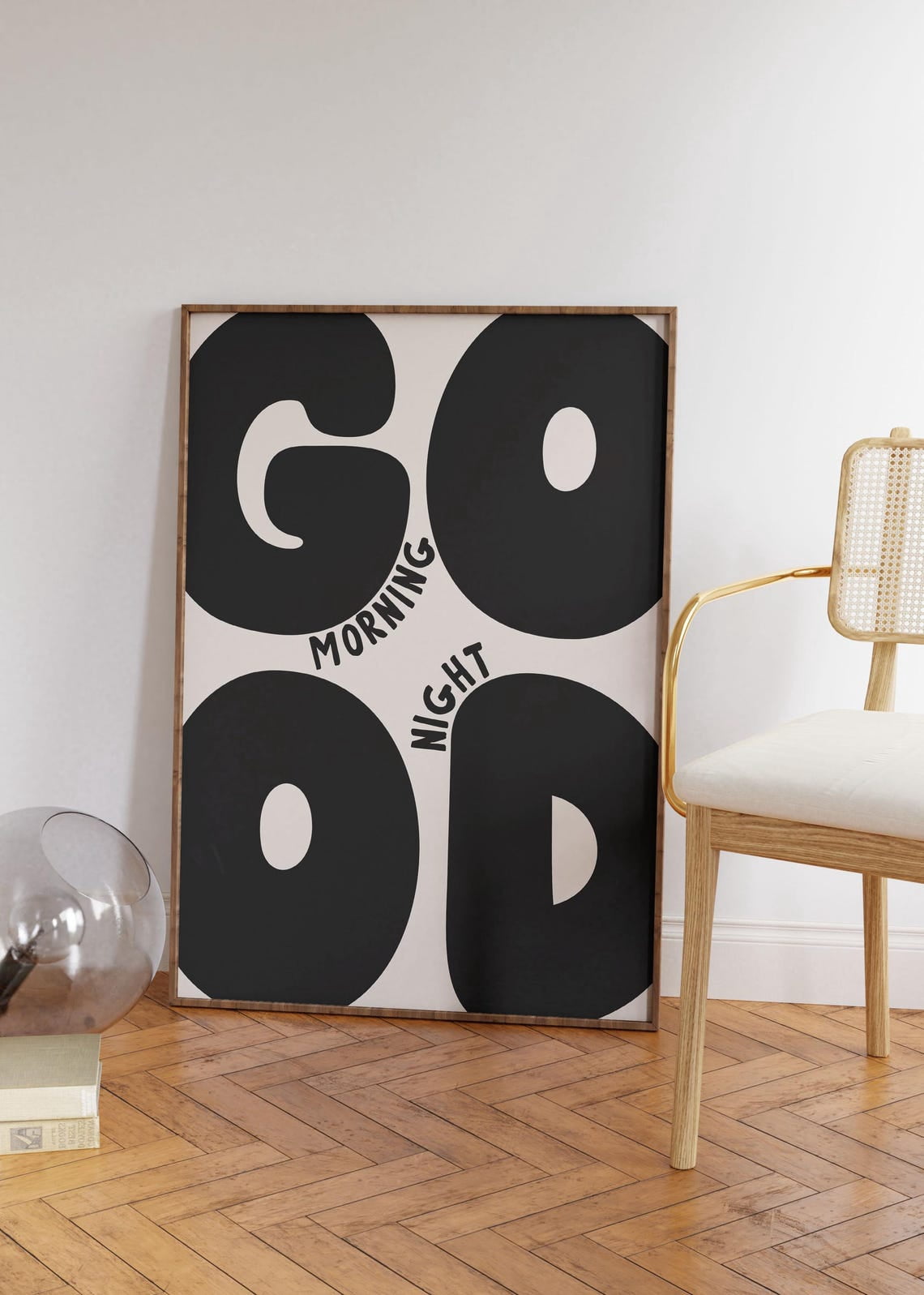 Good Morning/Night Poster, Minimalist Black And Off White Poster, Funky ...