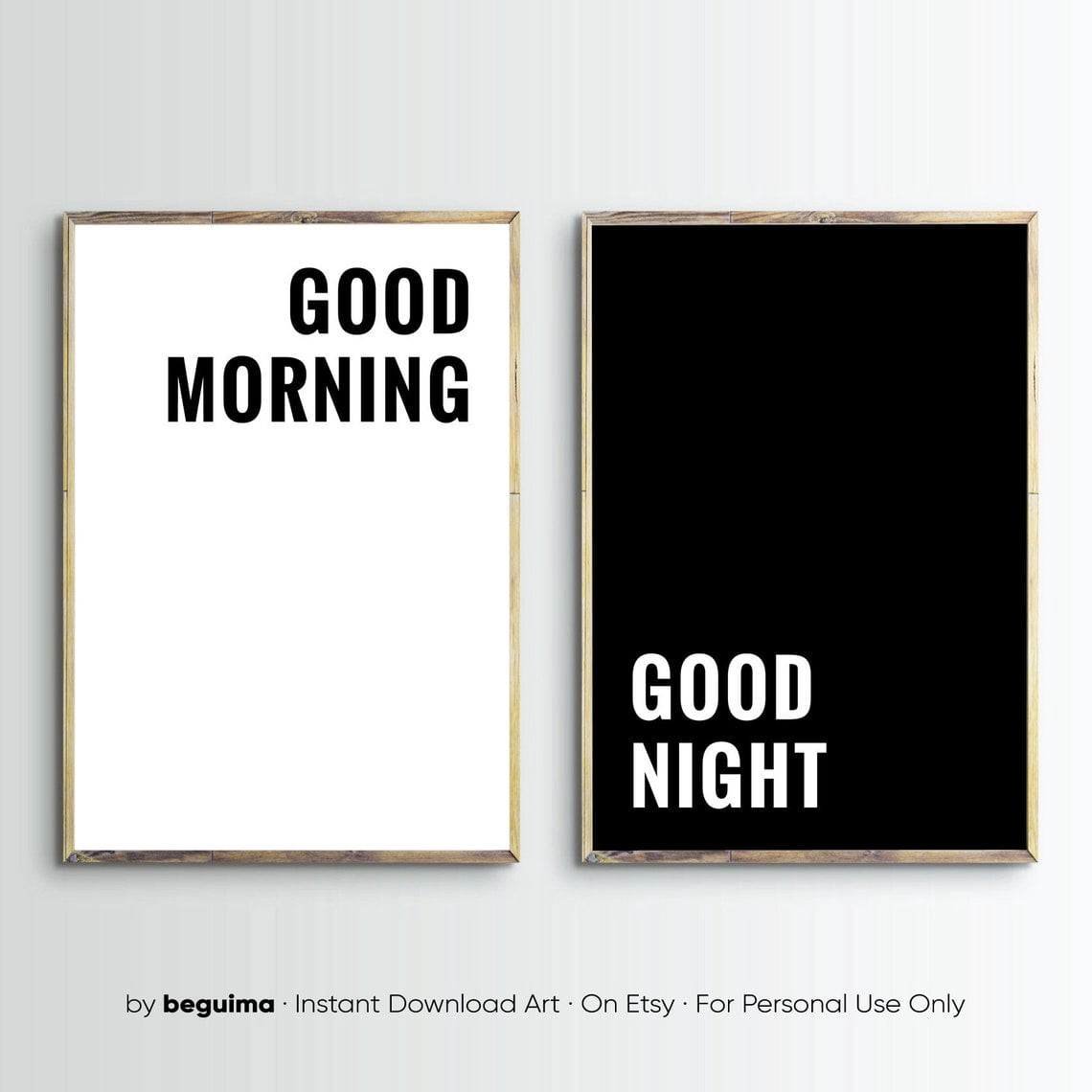 Good Morning Night Wall Art Print, Modern Typography, Minimalist ...