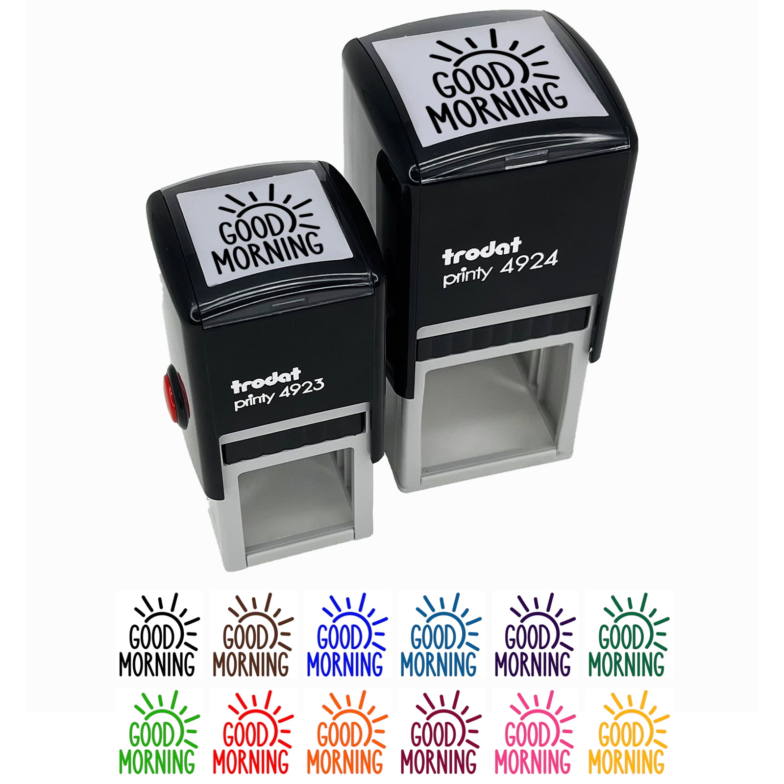 Good Morning Sun Self-Inking Rubber Stamp Ink Stamper - Lime Green Ink ...