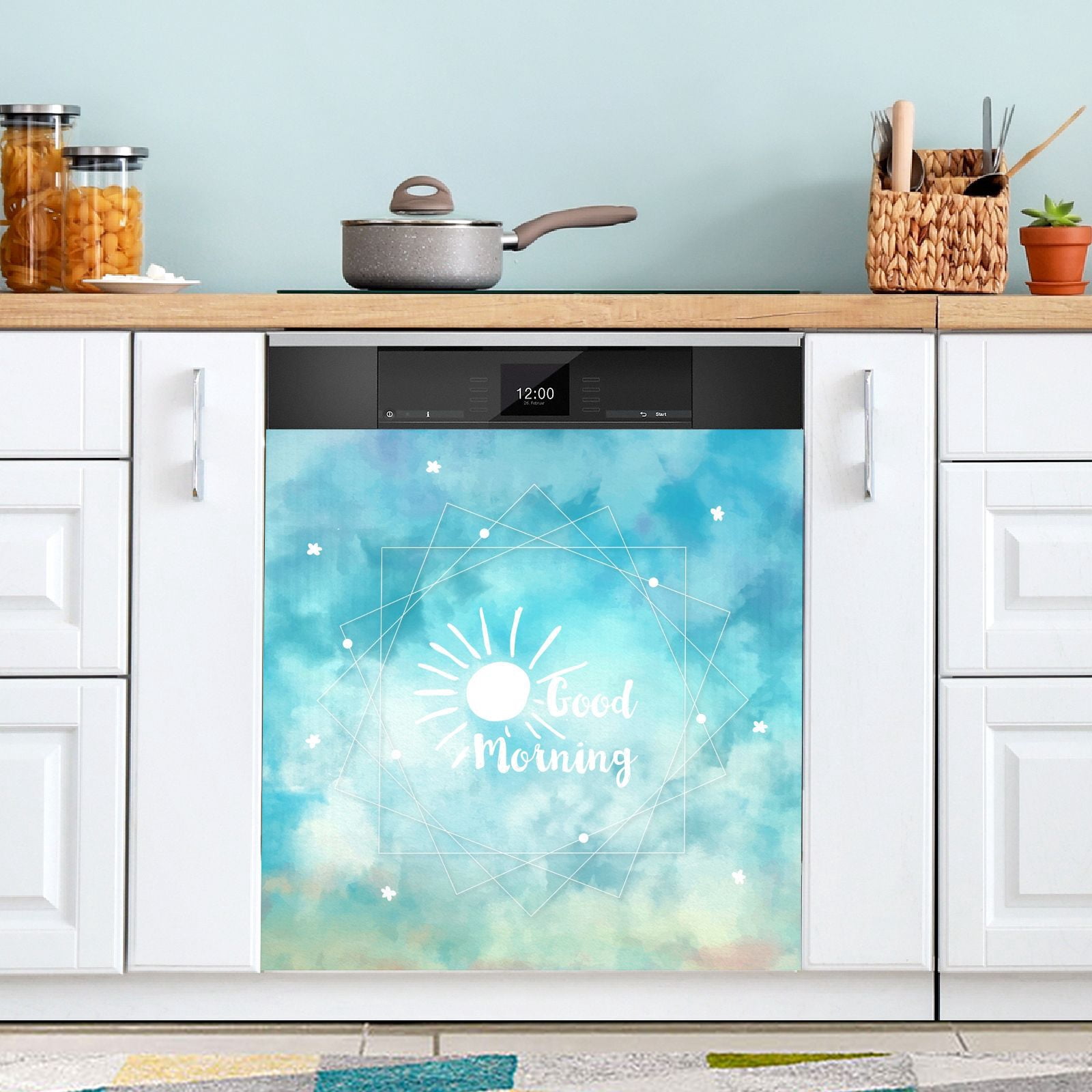 Good Morning Sun with Stripes Magnetic Dishwasher Cover Magnet ...