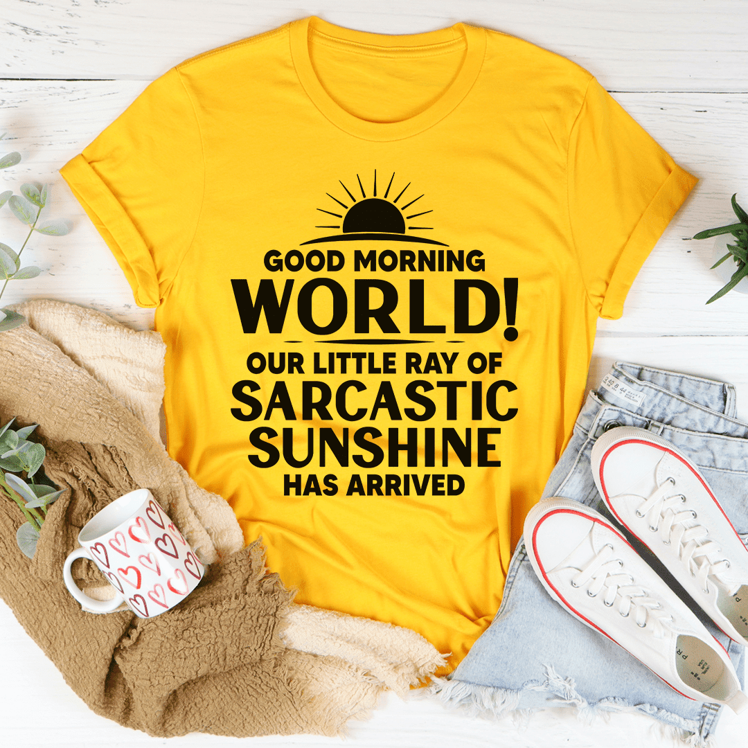 Good Morning World Tee Mustard S Peachy Sunday T-Shirt - Walmart.com