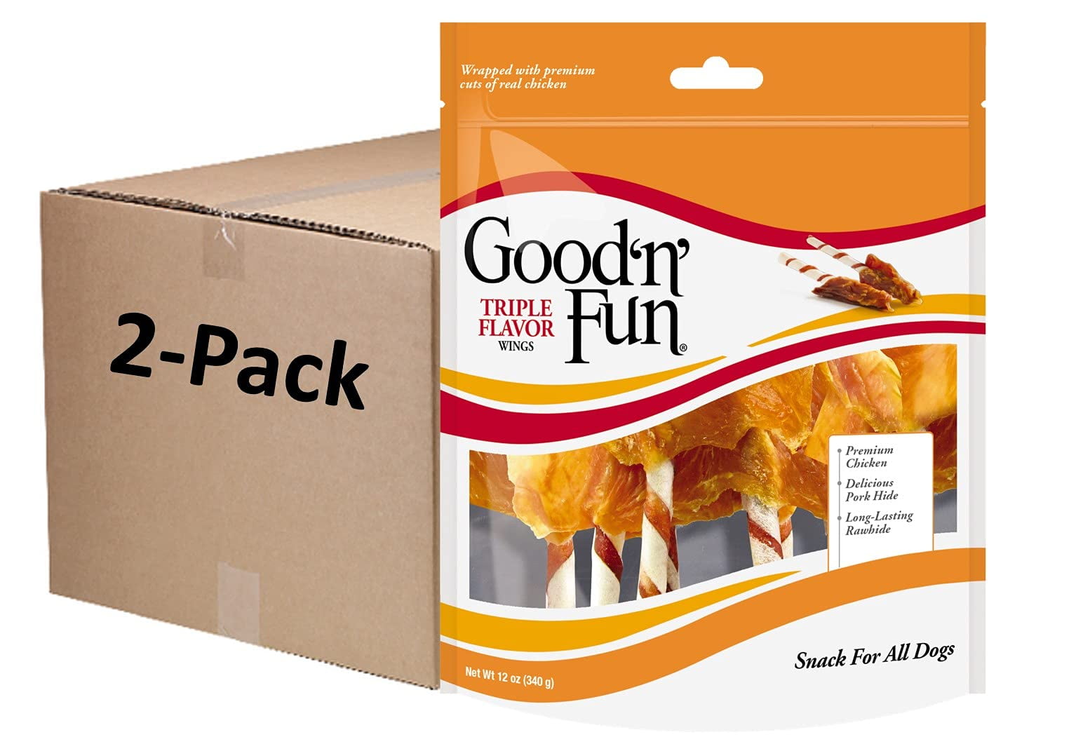 Good 'N' Fun Triple DHF10 Flavor Wings, Made with Real Meat, Treats for ...