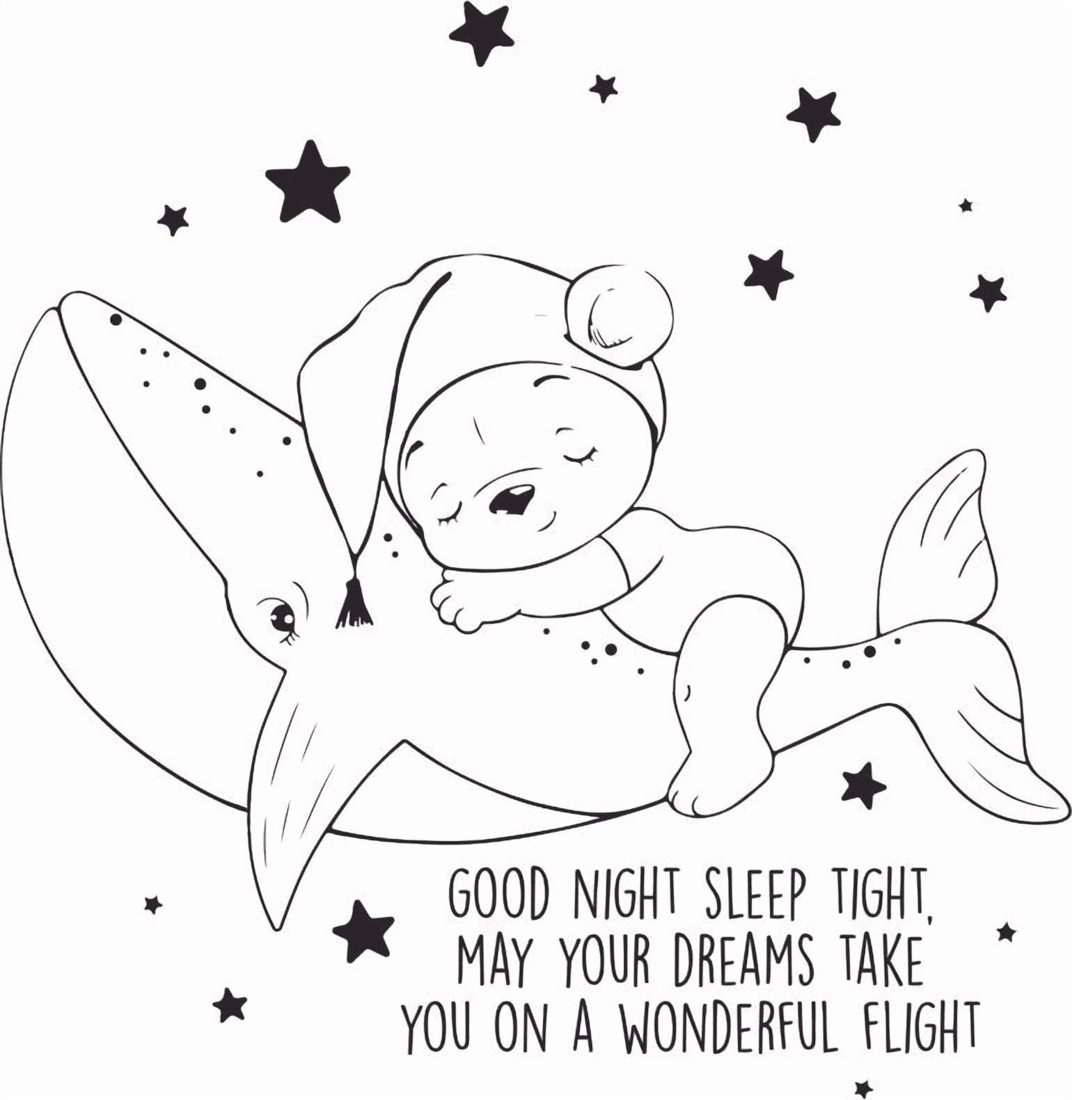 Good NIght Sleep Tight Whale Stars Evening Nighttime Sleeping Quotes ...