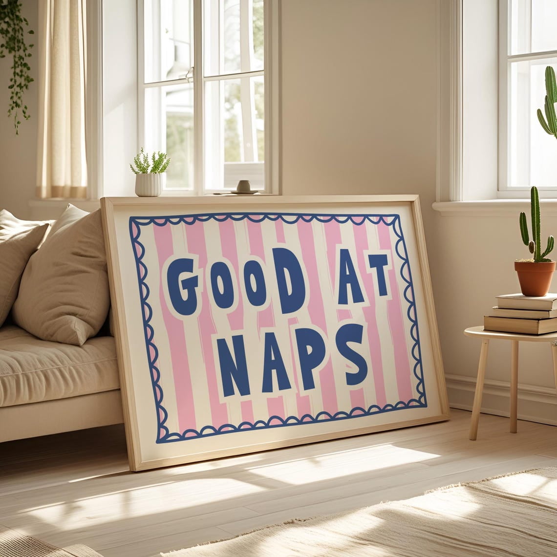 Good At Naps Poster Trendy Navy Blue Pink Preppy Poster Retro Trendy ...